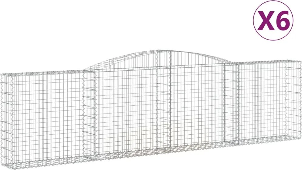 Klenuté gabionové koše 6 ks 400x30x100/120cm pozinkované železo 3146870