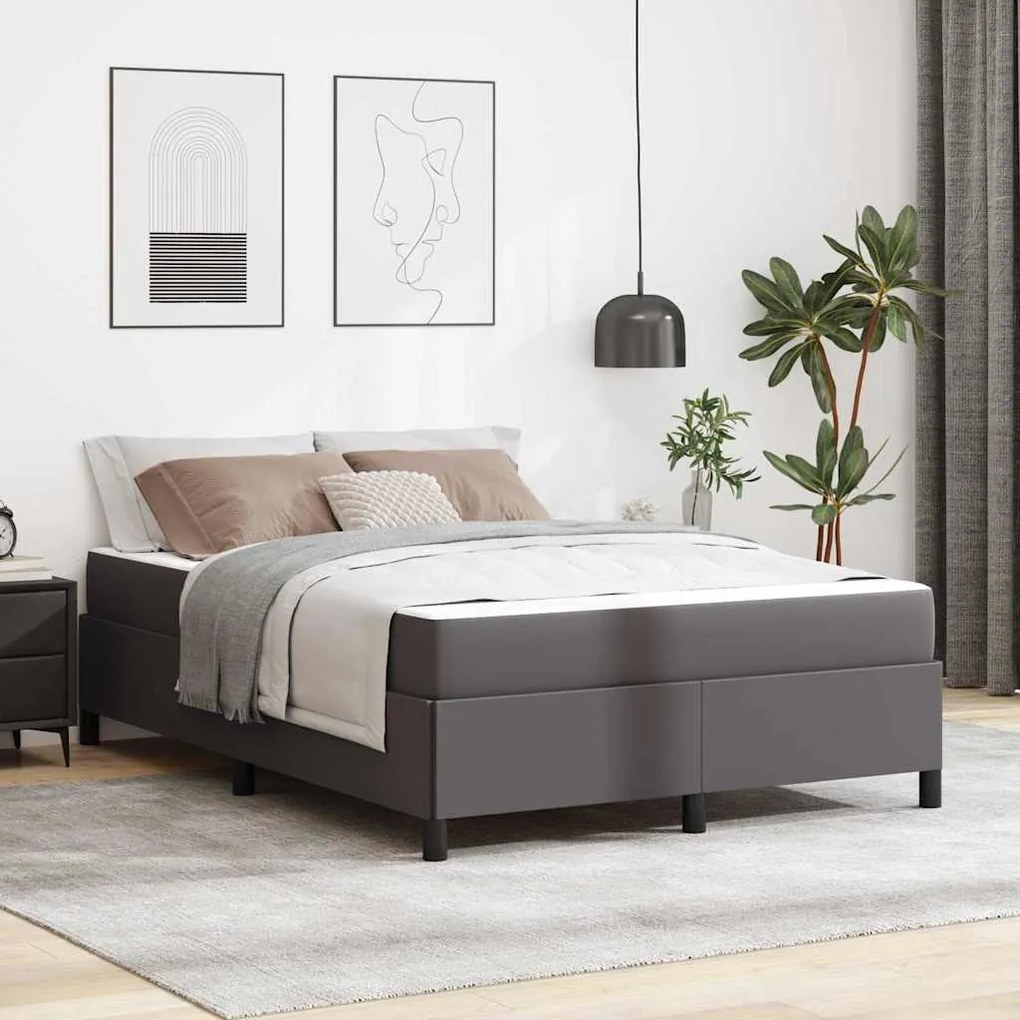 Rám postele s matrací Šedá 140 x 190 cm textil 3399002
