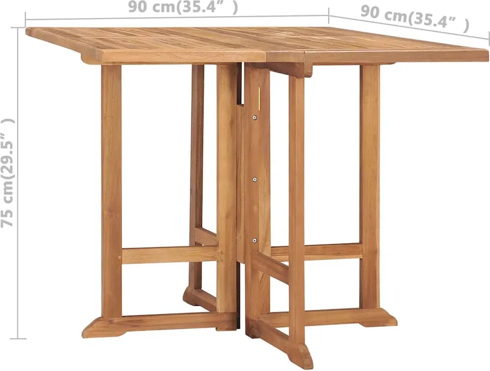 Skládací zahradní jídelní stůl 90 x 90 x 75 cm masivní teak 315448