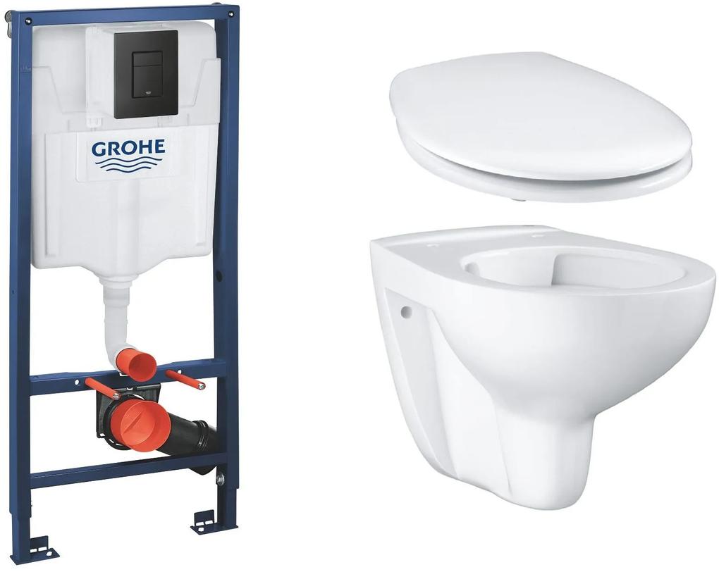 Set podomítkový WC modul se splachovacím tlačítkem Grohe Solido 38811KF0, záchodová mísa Grohe Bau Ceramic 39427000, 39492000