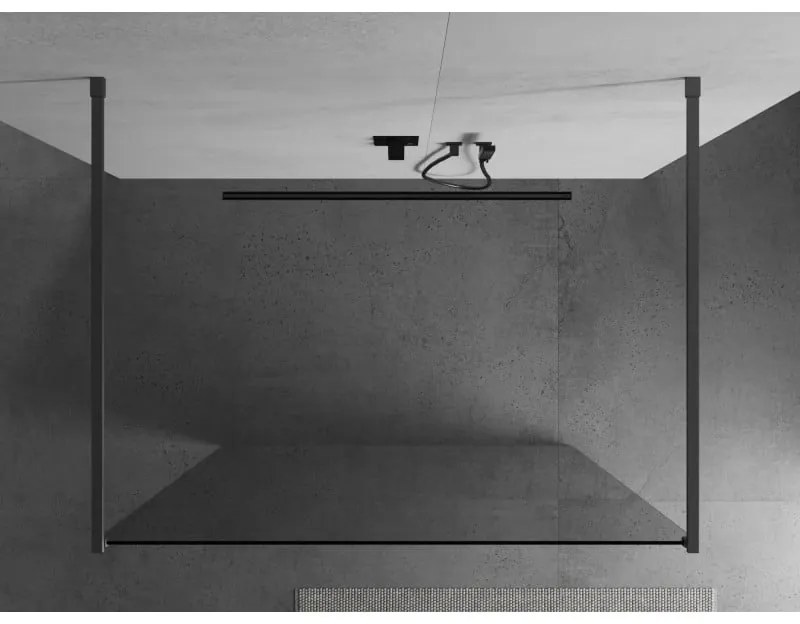 Mexen Kioto, sprchová zástěna Walk-In 140 x 200 cm, 8mm čiré sklo, grafitový profil, 800-140-002-95-00