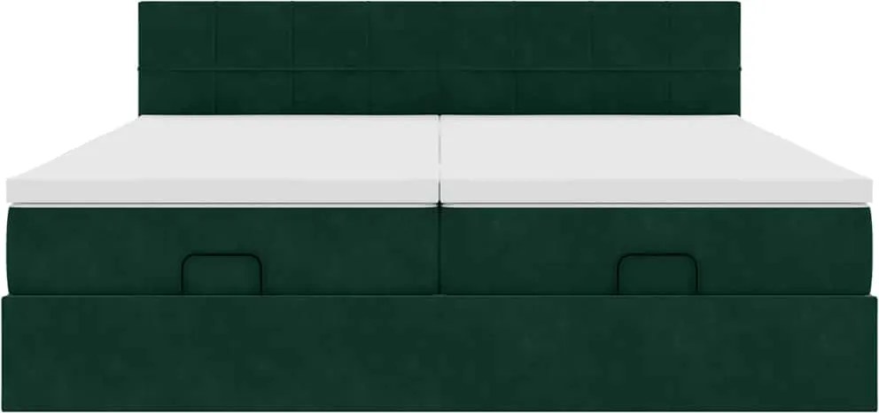 Osmanský rám postele s matrací tmavě zelená 200x200cm samet 3312083