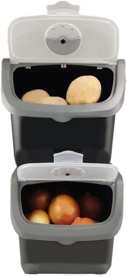 Orion Skladovací box na cibuli a brambory, černý a šedý (12l)