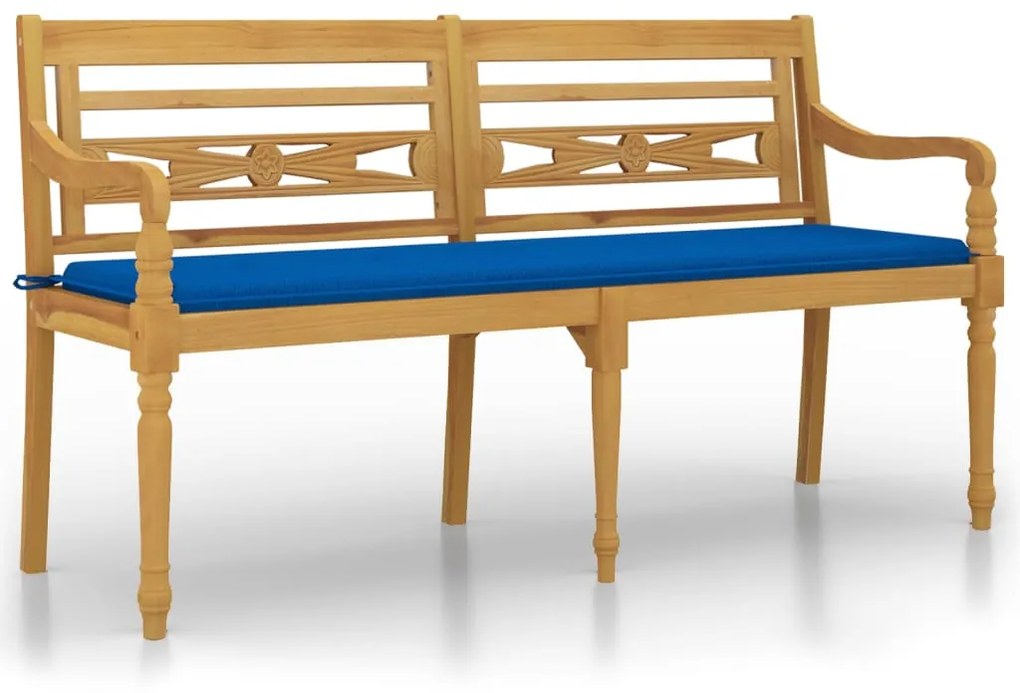 Lavice Batavia s královsky modrou poduškou 150 cm masivní teak,  3100836