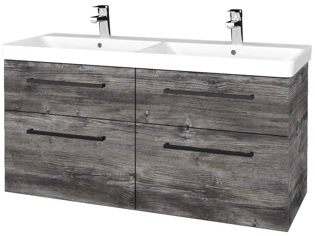 Dřevojas Koupelnová skříň Q MAX SZZ4 120 Varianta: N01 Bílá lesk / Úchytka T04 / D16 Beton tmavý