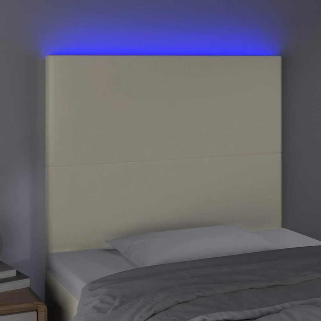 Čelo postele s LED krémové 100x5x118/128 cm umělá kůže 3122230