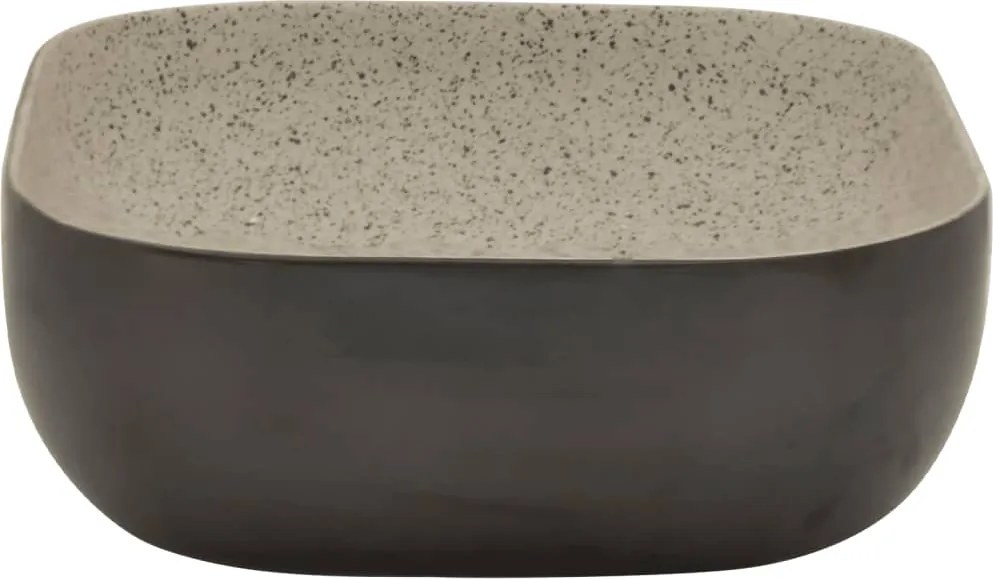 Umyvadlo na desku šedé a černé obdélník 48x37,5x13,5cm keramika 155098