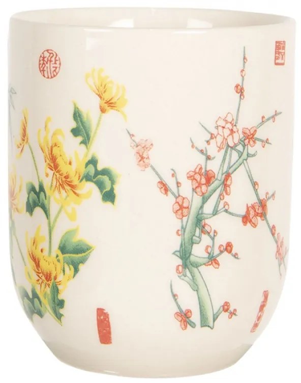 Porcelánový kalíšek na čaj s japonskými květy – 100 ml