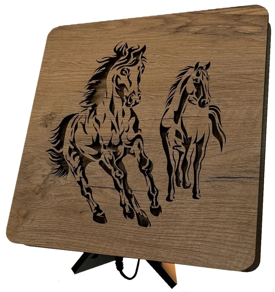 Li-Go "Koně" lampa 31x31cm provedení povrchu: bříza