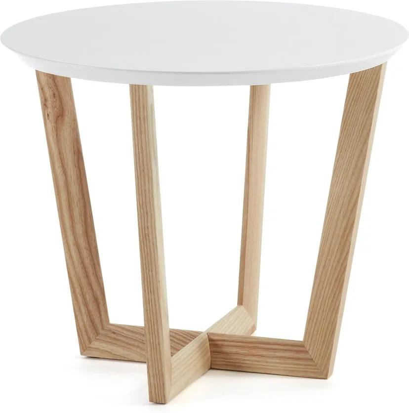 Odkládací stolek z jasanového dřeva s bílou deskou La Forma Rondo, ⌀ 60 cm