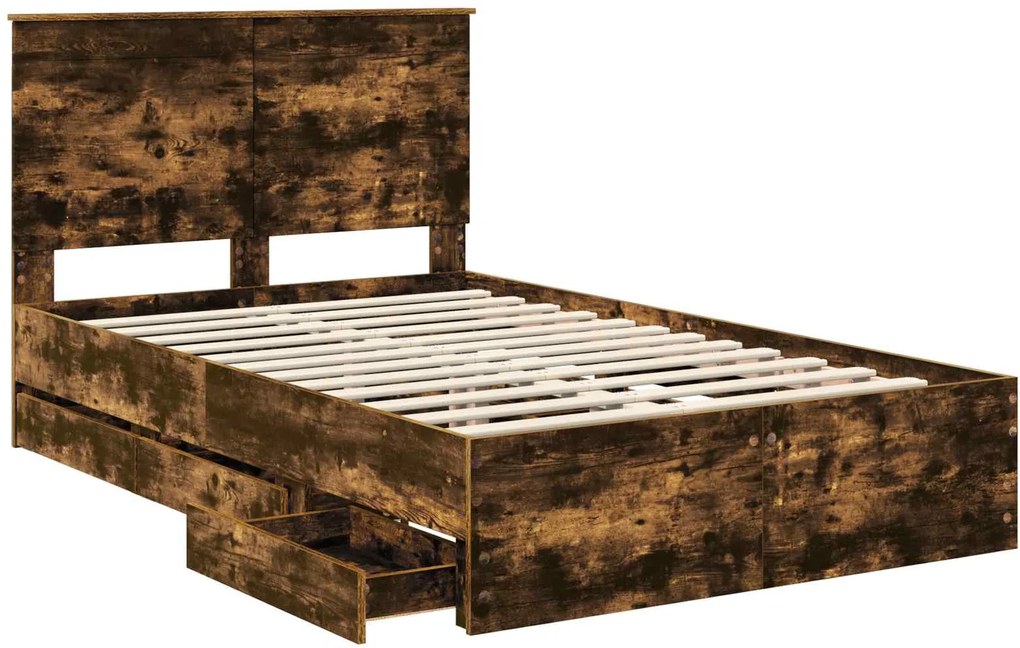 Rám postele s čelo Kouřový dub 120 x 200 cm Inženýrské dřevo 3409486
