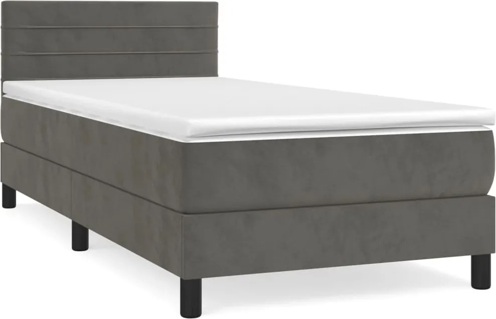 Box spring postel s matrací tmavě šedá 80 x 200 cm samet 3141330