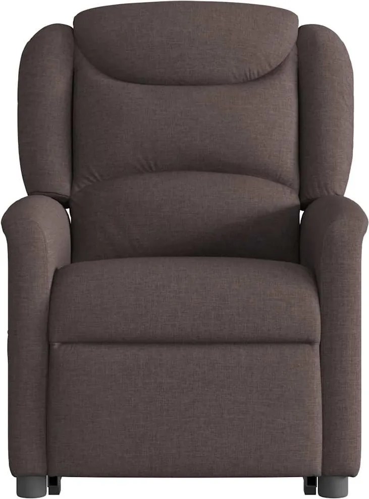 Zvedací polohovací křeslo tmavě hnědé textil 3303199