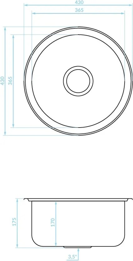 Kuchinox Normal, 1-komorový nerezový dřez 430x430x175 mm, hladký dekor, ocelová, LAV-SGN_088T