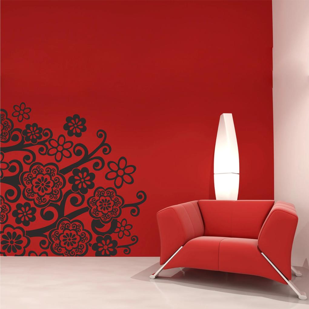 Samolepka na zeď - Ornament květy (120x118 cm) - PopyDesign