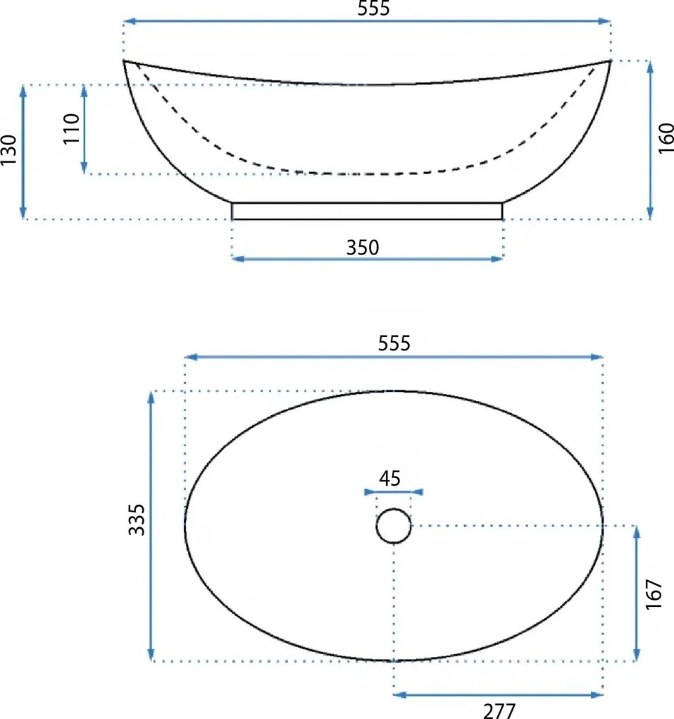 Rea Kate, umyvadlo na desku 555x335x160 mm, bílá, REA-U6801
