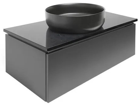 Koupelnová skříňka s kamennou deskou SAT Feel 100x30x46 cm antracit mat SATFEEL100ANTTK