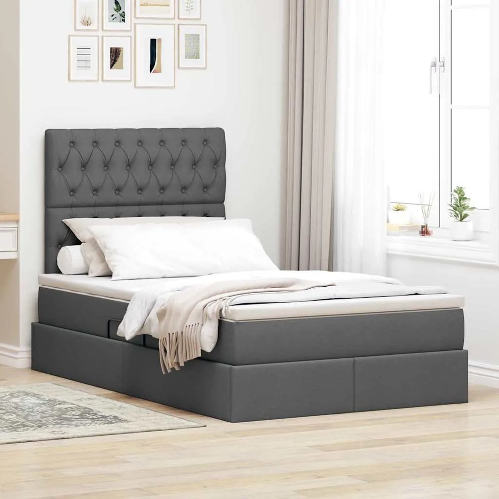 Postel s úložným prostorem a matrací Tmavě šedá 120 x 200 cm 3371836