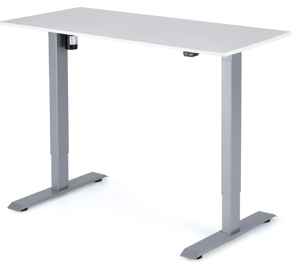 Výškově nastavitelný stůl Liftor 2segmentové nohy šedé,   deska 1180 x 600 x 18 mm bílá