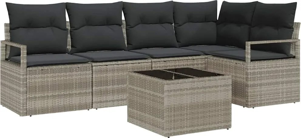 Set pohovek 6 ks Světle šedá polyratan 3346392