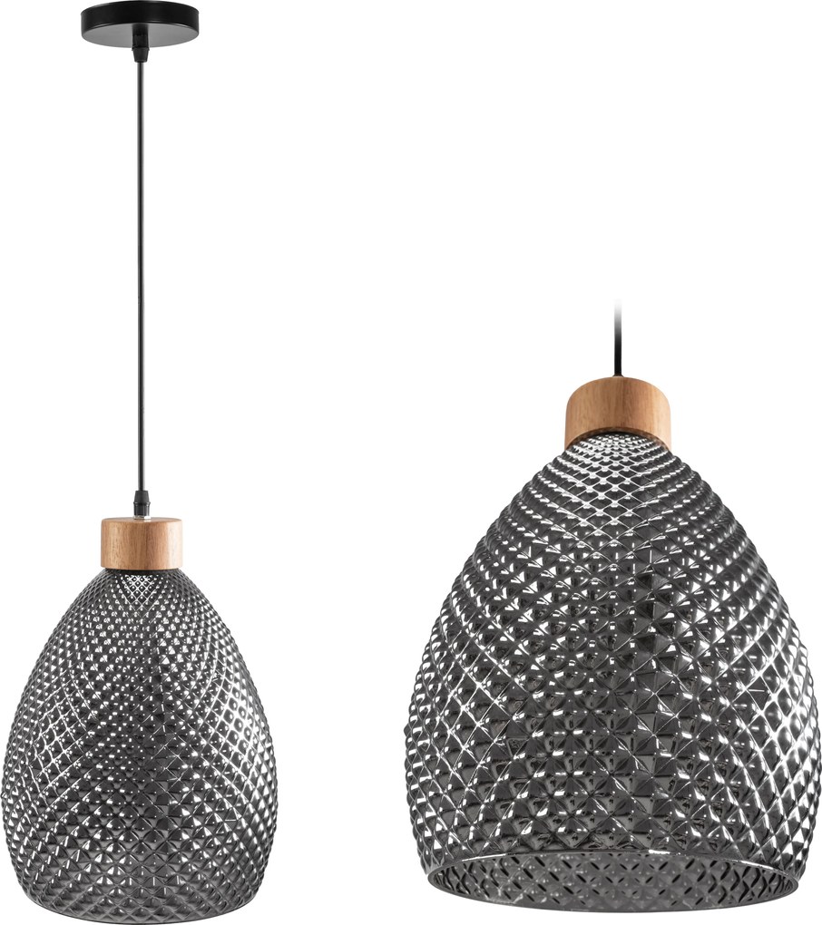Toolight - Retro skleněná stropní lampa E27 60W APP897-1CP, černá, OSW-05697