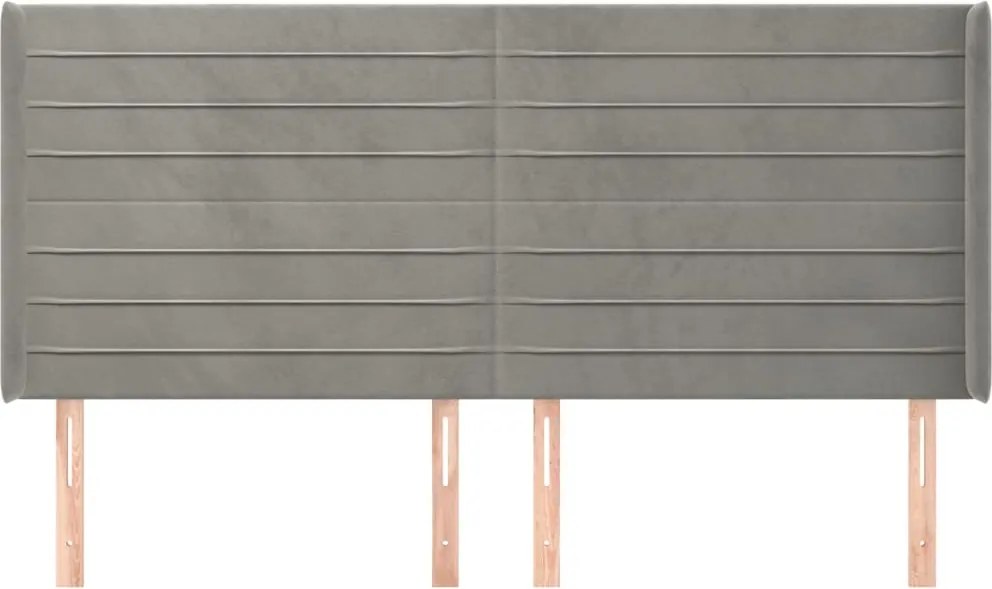 Čelo postele typu ušák světle šedé 183x16x118/128 cm samet 3119780