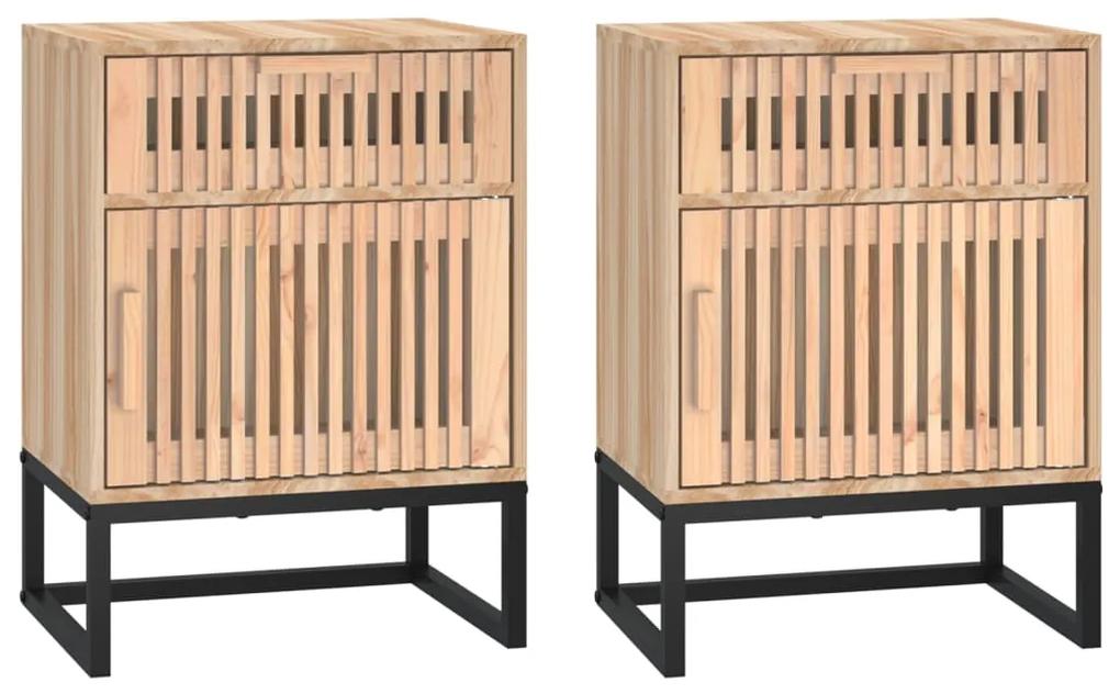 Noční stolky 2 ks 40 x 30 x 55,5 cm kompozitní dřevo a železo