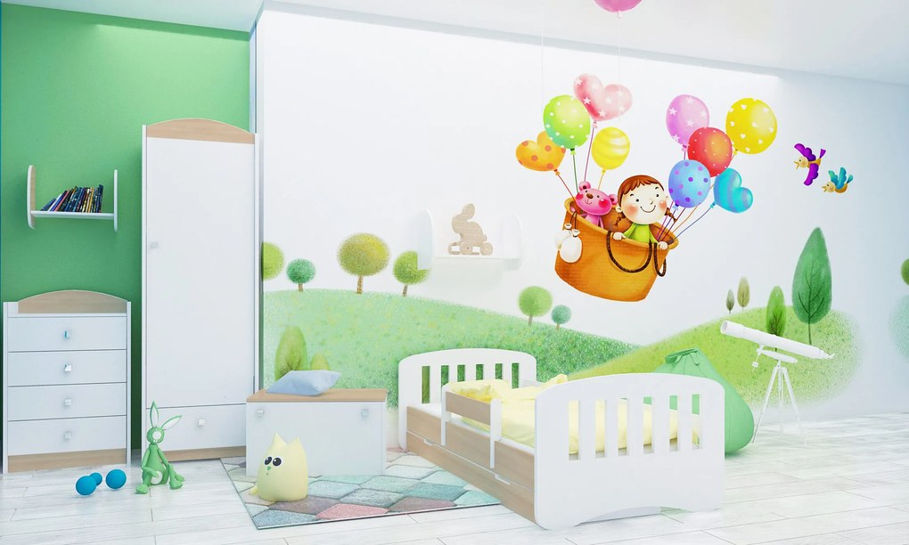 Svět pokojů Dětská postel DESIGN s výřezem - proužky + matrace zdarma Barva: Zelená, Uložný prostor: ANO (+500 Kč), Rozměr: 200x90 cm (+1700 Kč)