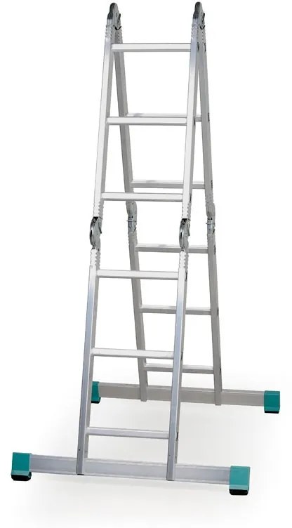 Hliníkový víceúčelový kloubový žebřík ALVE FORTE, 4x3 příčky, délka 3,48 m