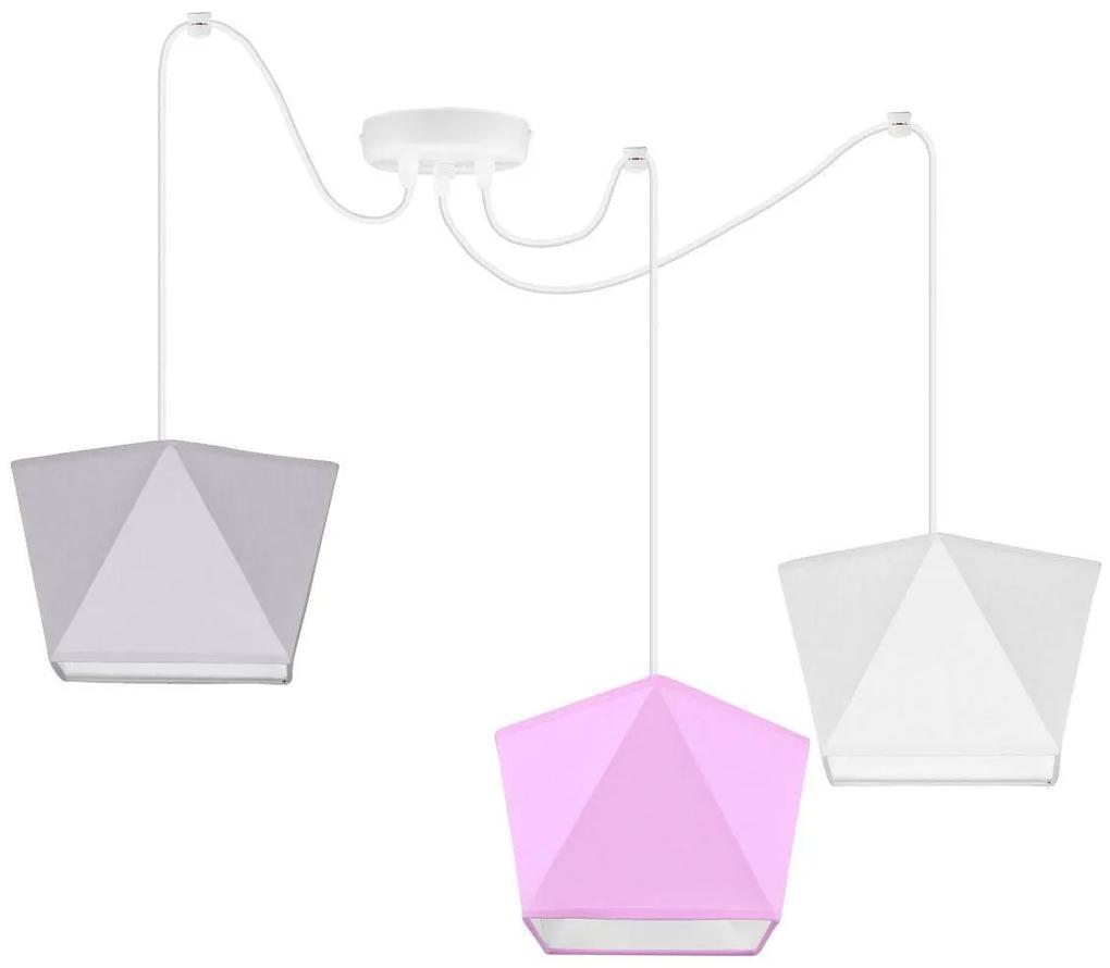 Závěsné svítidlo DIAMOND SPIDER, 3x textilní stínítko (mix 10 barev), (výběr ze 2 barev konstrukce)