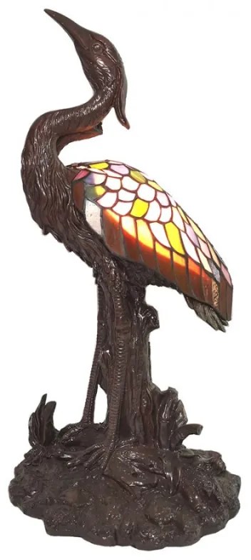 Vitrážová stolní lampa Tiffany Pélican – 21x21x53 cm
