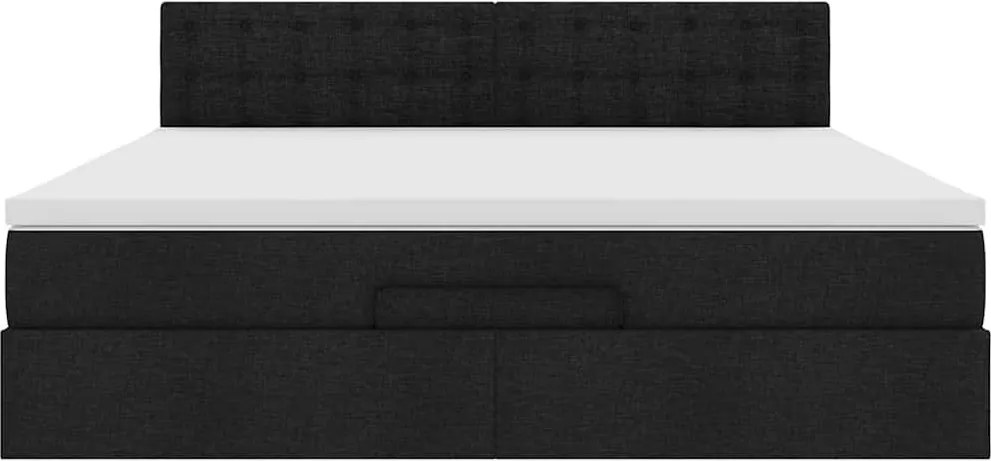 Osmanský rám postele s matrací černá 160x200cm textil 3311638