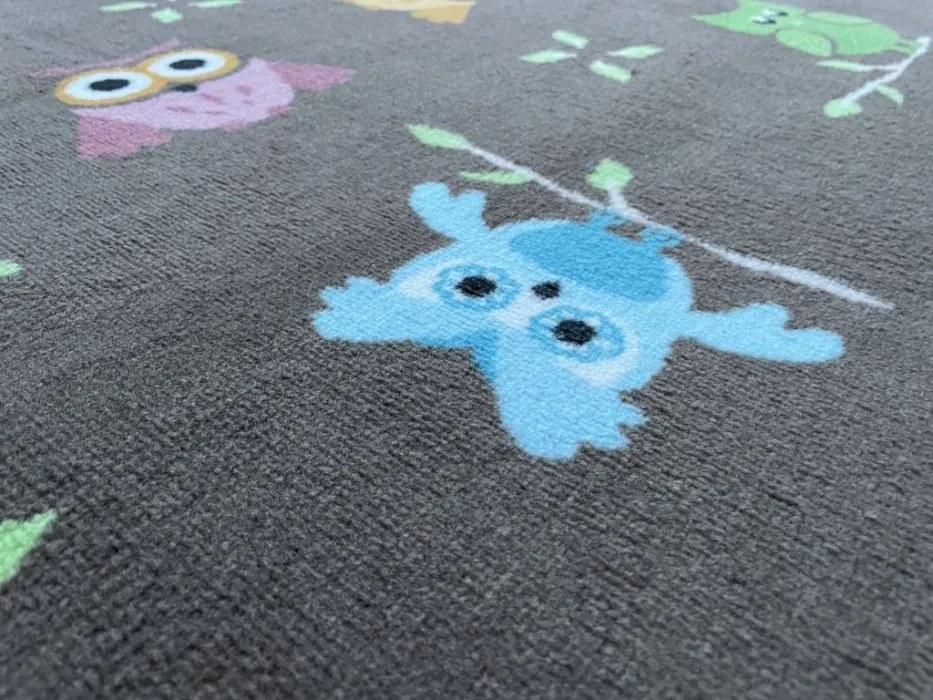 Vopi | Dětský koberec Sovička SILK 5258 hnědá - 80 x 120 cm