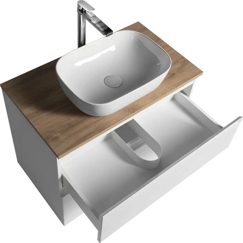 Aqualine Aqualine, ALTAIR skříňka s deskou 78,5 cm, bílá/dub emporio, AI280-02