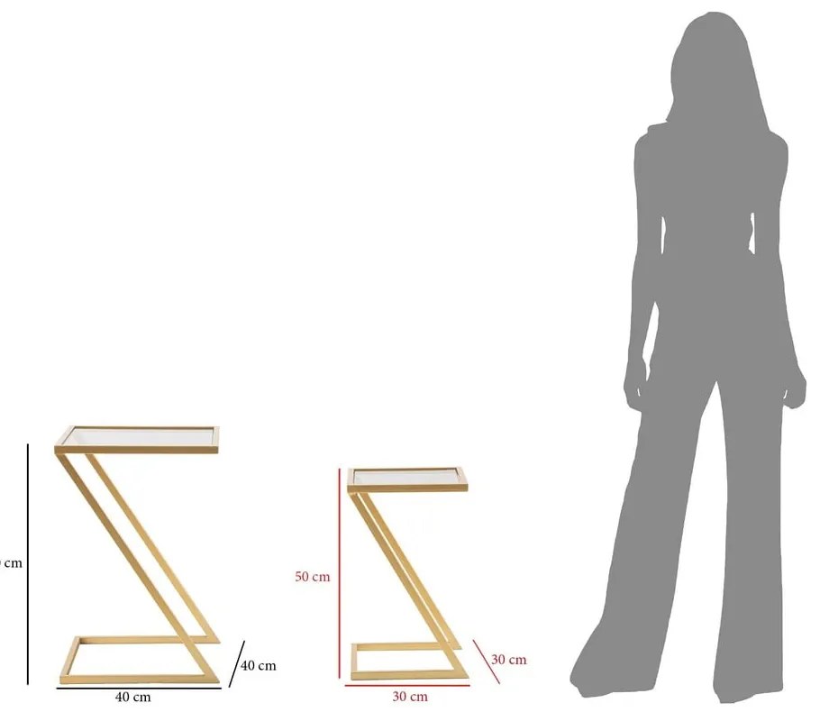 Odkládací stolky v sadě 2 ks se skleněnou deskou 40x40 cm Zet – Mauro Ferretti