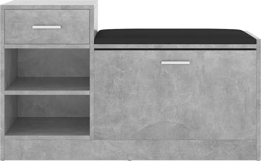 Lavice s botníkem betonově šedá 94,5 x 31 x 57 cm kompozit 326745