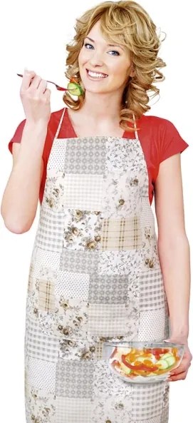 Bellatex Kuchyňská zástěra EMA 67x84 cm patchwork béžová, šedá