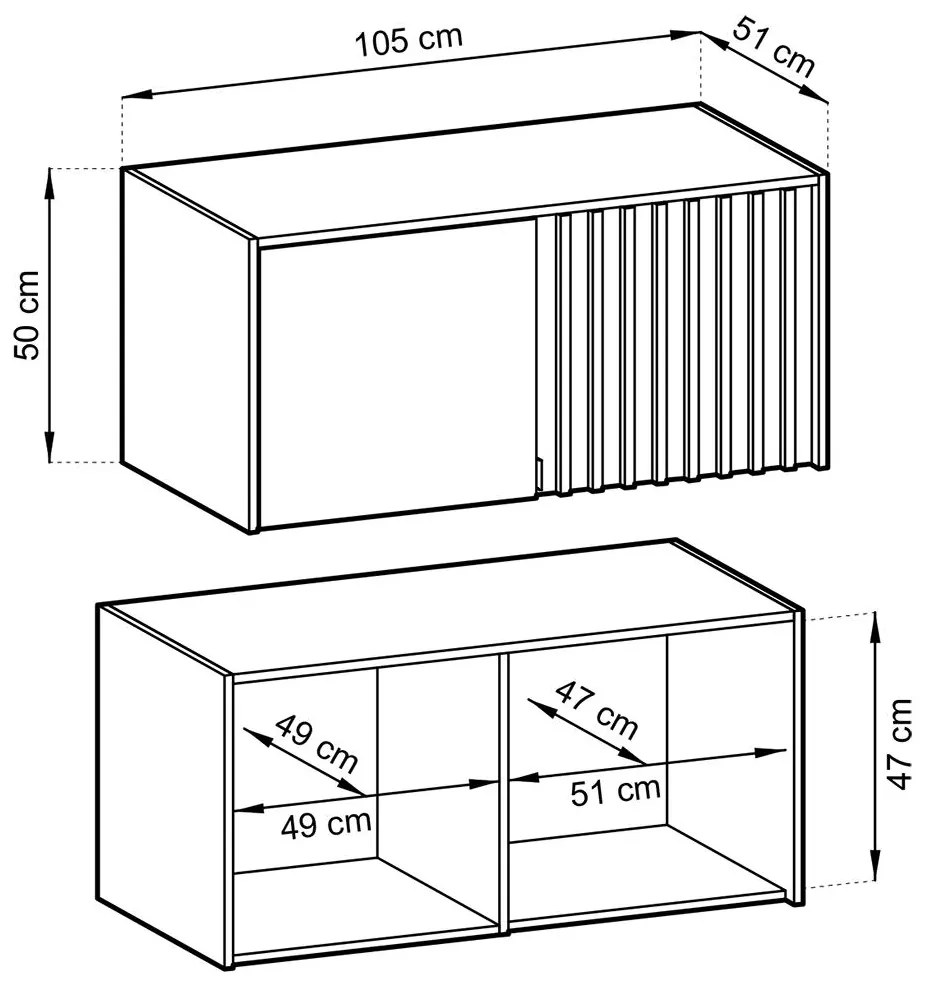Šatní skříň NELLY 2D bez zrcadla + nástavec | 105 cm | artisan