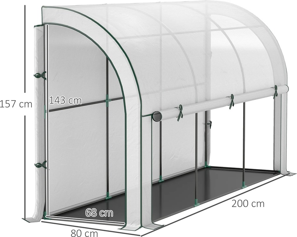Outsunny skleník s rolovacími dveřmi, zimní skleník z ocelové fólie, skleník na balkon, zahrada, rajčatový skleník s UV ochranou 300x80x157cm rajčato…