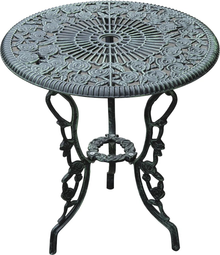 Outsunny bistro set 3-dílný zahradní set starožitně zelený litý hliníkový zahradní nábytek na balkon a terasu