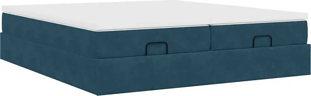 Osmanský rám postele s matracíes tmavě modrá 160x200cm samet 3311259
