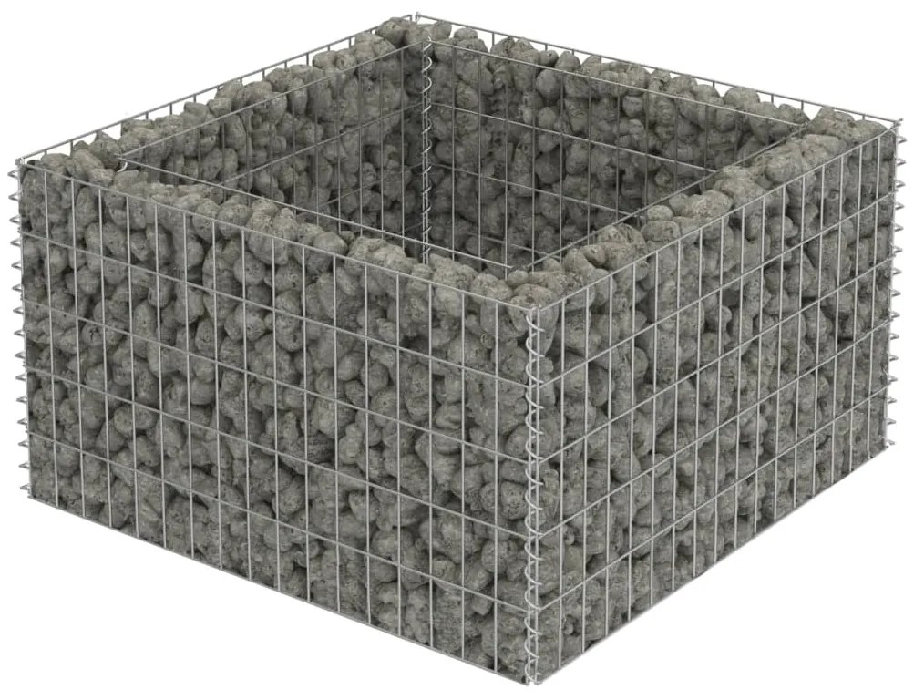 Gabionový vyvýšený záhon pozinkovaná ocel 90 x 90 x 50 cm 143557