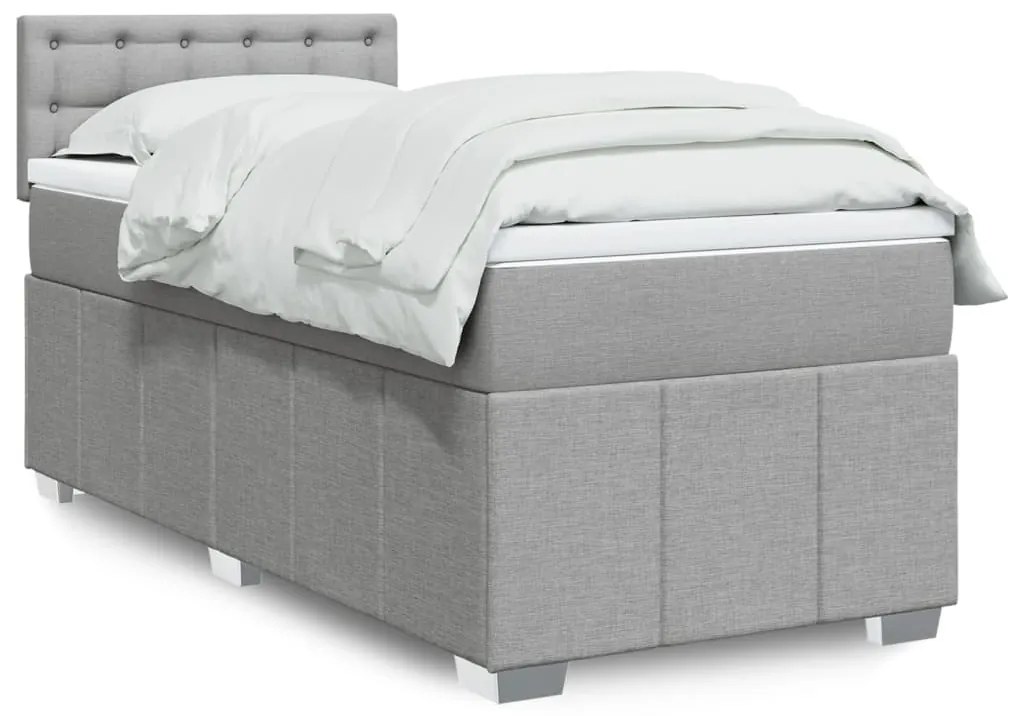 Box spring postel s matrací světle šedá 90x200 cm textil 3286965