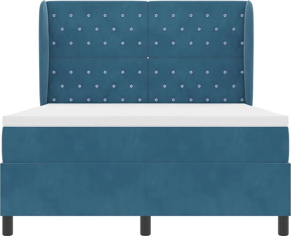 Postel s boxspringem s čelo Tmavě modrá 200 x 140 cm samet 3340878