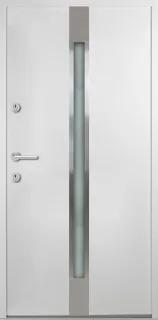 Vchodové dveře s ocelovým opláštěním FM Turen model ATU505 Orientace dveří: Levé, otevírání ven, Dekor: Bílá, Standardní rozměr dveří včetně rámu: 90 cm x 200 cm - vnější rozměr rámu