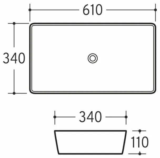 COMAD Umyvadlo na desku - E-6275, 61 cm, keramické, bílá