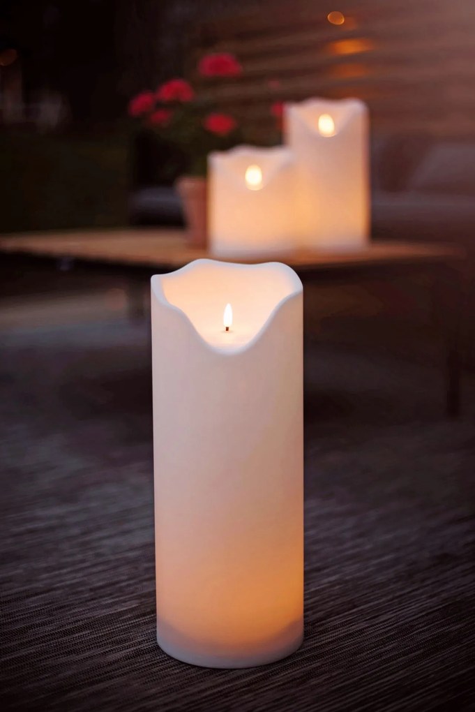 STAR TRADING Venkovní osvětlení LED Pillar Candle Flamme 40 cm, bílá barva, plast