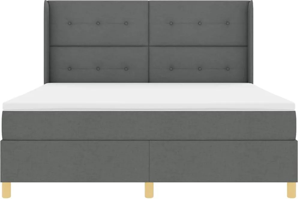 Postel s boxspringem s čelo Tmavě šedá 180 x 200 cm textil 3341848