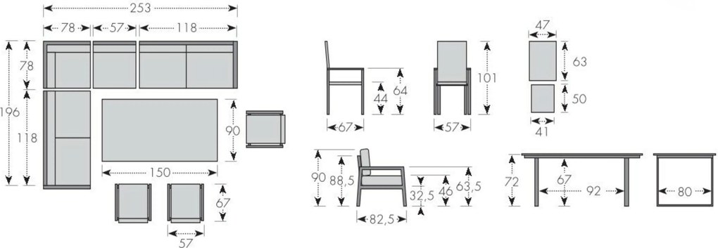 Doppler EXPERT LOUNGE - zahradní hliníková jídelní souprava