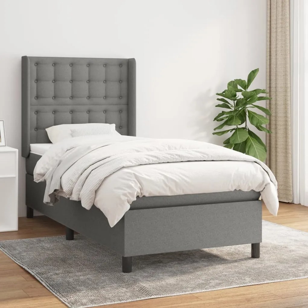 Box spring postel s matrací tmavě šedá 90x190 cm textil 3131714